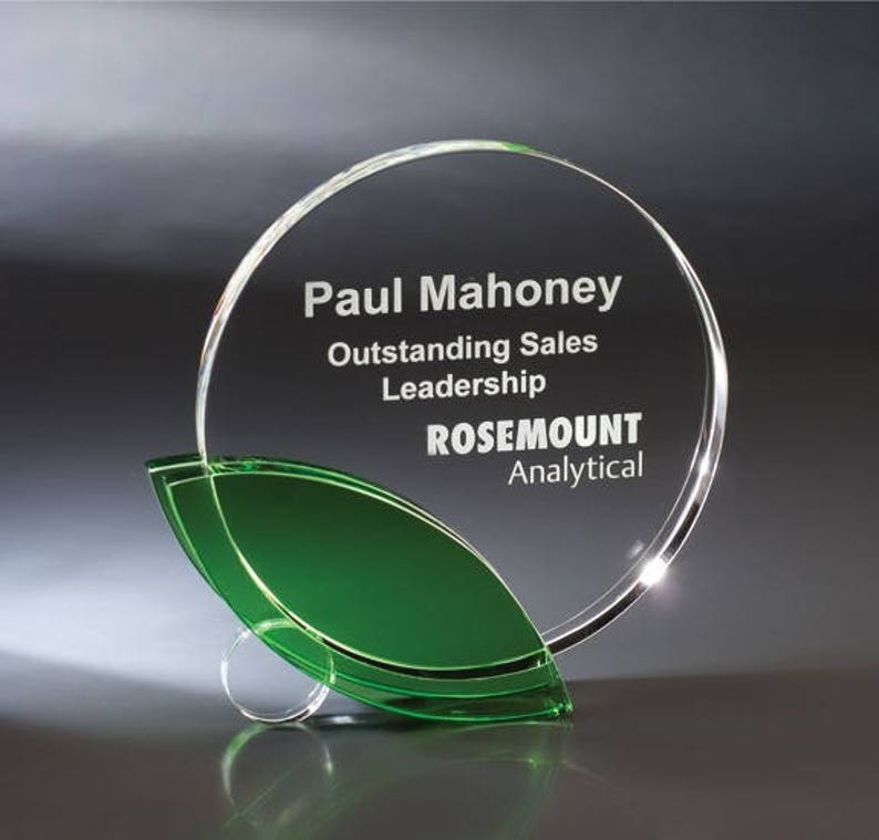 Crystal Green Leaf Recognition Award 6 1/2w X 6 - Etsy
