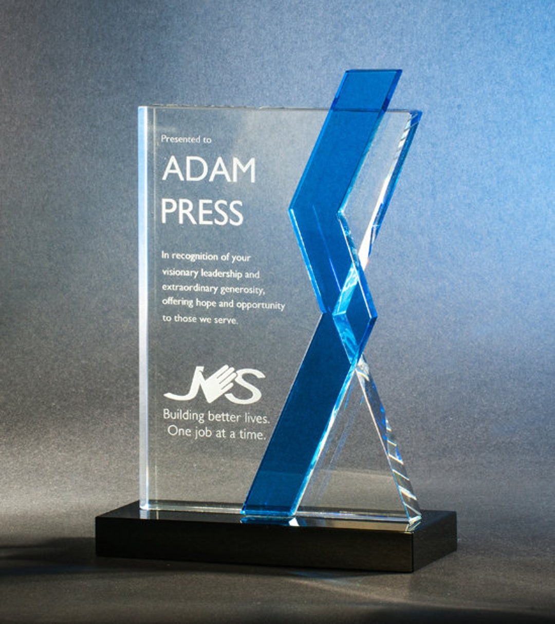 Crystal Blue Vintage Recognition Award 7w X 10h by Chien J. Wang Custom ...