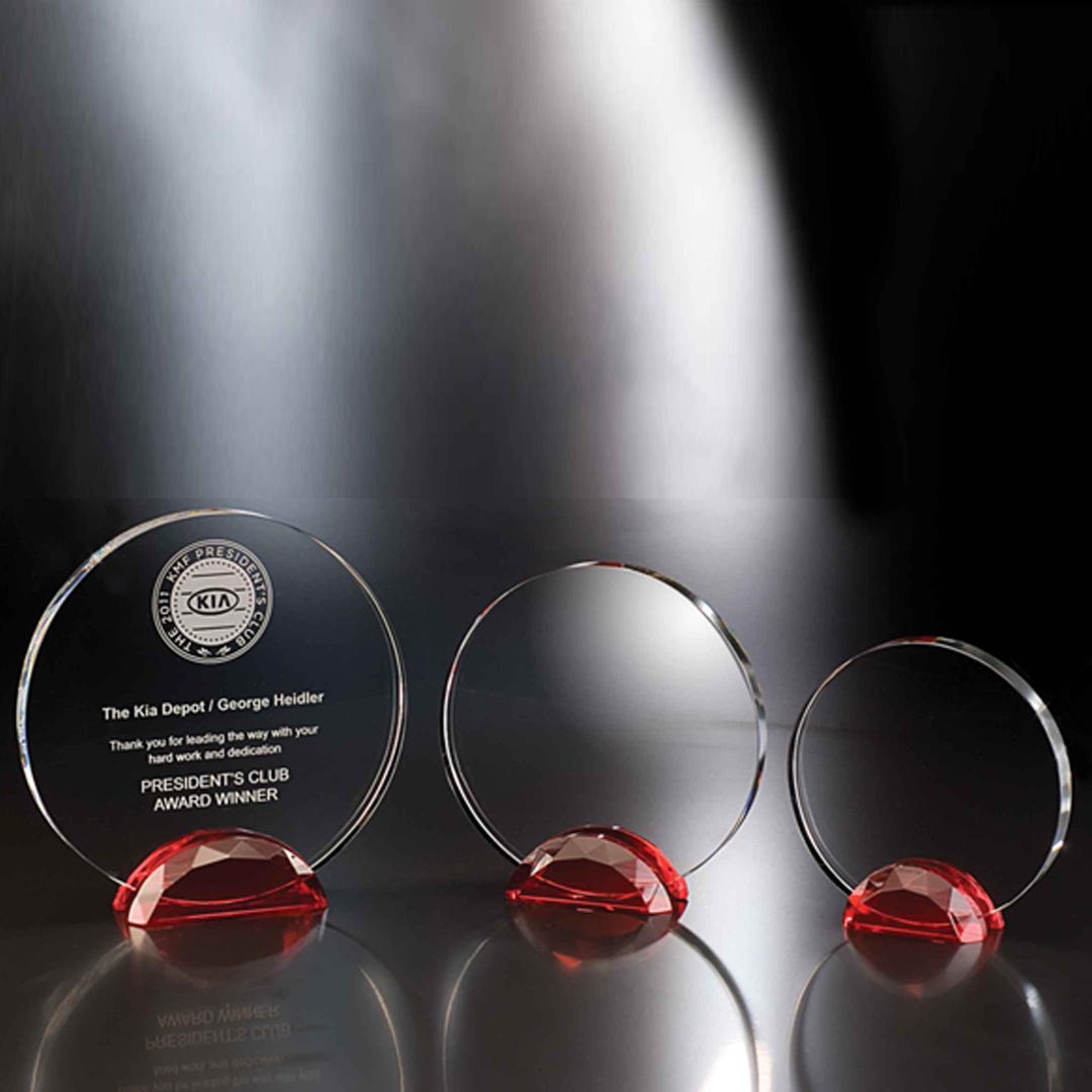 Crystal Red Crispy Engraved Recognition Award Custom Engraved and ...