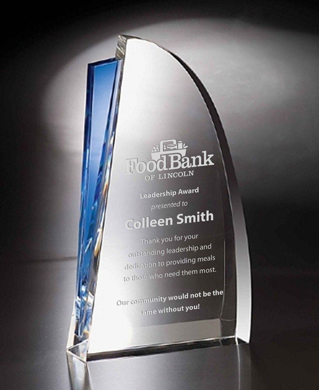 Crystal Blue Destiny Recognition Award by Chien J. Wang Custom Engraved ...