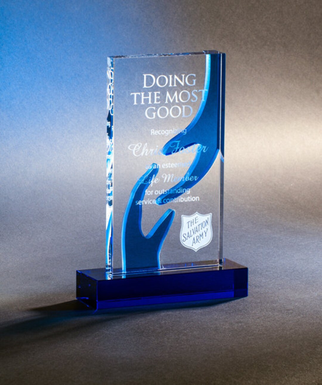 Crystal Helping Hands Award 5 3/4w X 8 3/4h by Haertling Engraved and ...