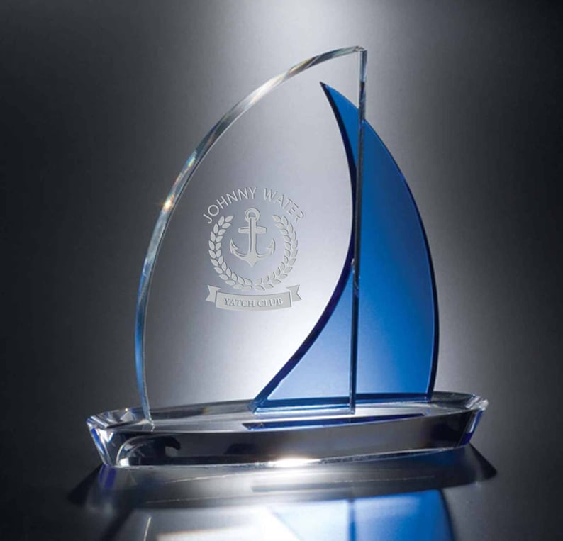 Crystal Regatta Artistic Sailboat 8 1/4"w X 8"h Engraved and ...
