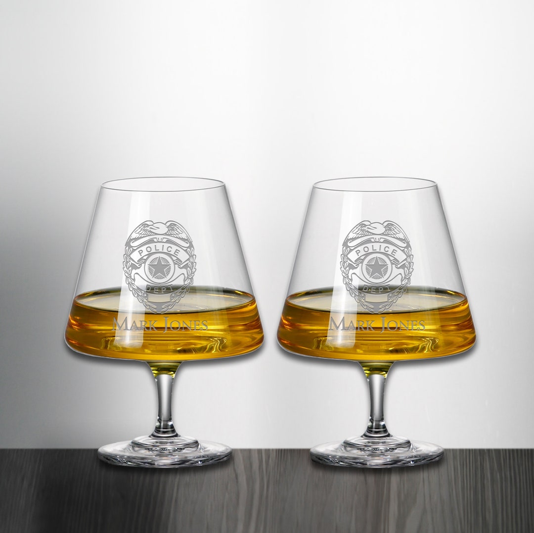 Police Badge Brandy Snifter Glass Custom Engraved Personalized - Etsy
