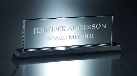 Crystal Executive Name Plate Custom Engraved and Personalized | Etsy
