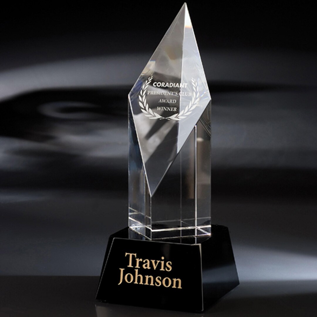 Crystal Maxim Recognition Award 4"w X 10 1/2"h Engraved and ...