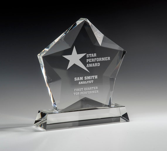 Crystal Stellar Star Recognition Award Engraved and - Etsy