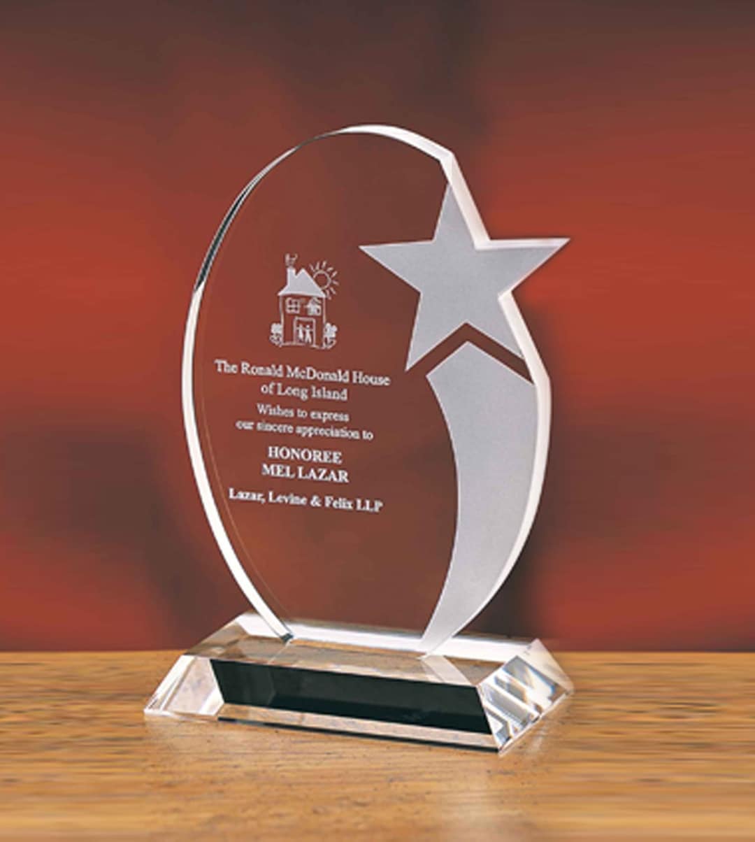 Crystal Ocean Star Recognition Award 5"w X 7 3/4"h Custom Engraved and ...