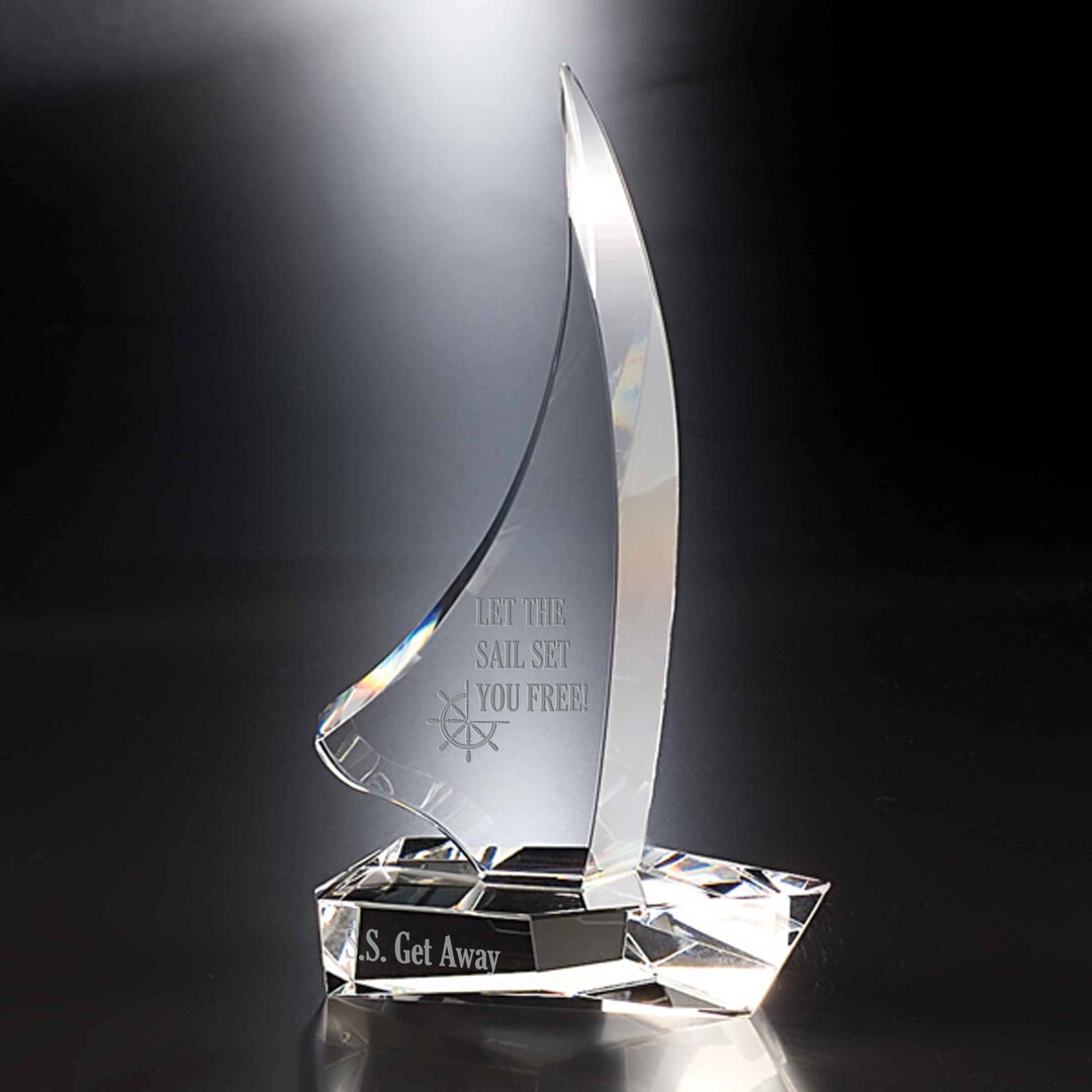 Crystal Sailboat 5"w X 9" H Custom Engraved and Personalized - Etsy