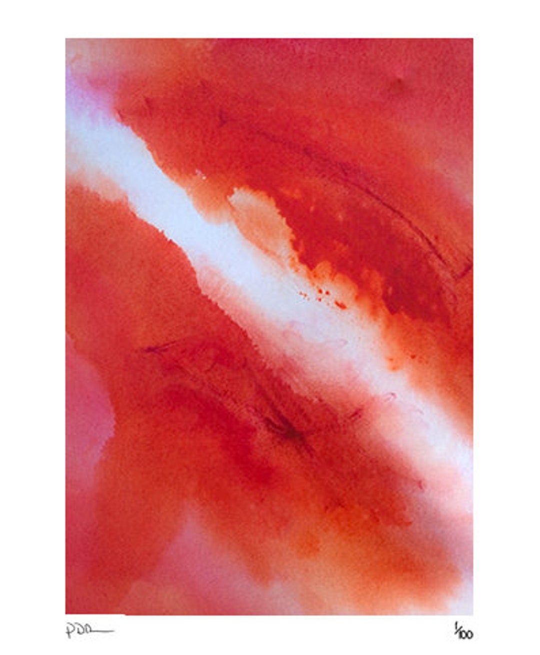 Modern Red Opposite Fade Abstract Epson Ultrachrome Print on Archivel ...