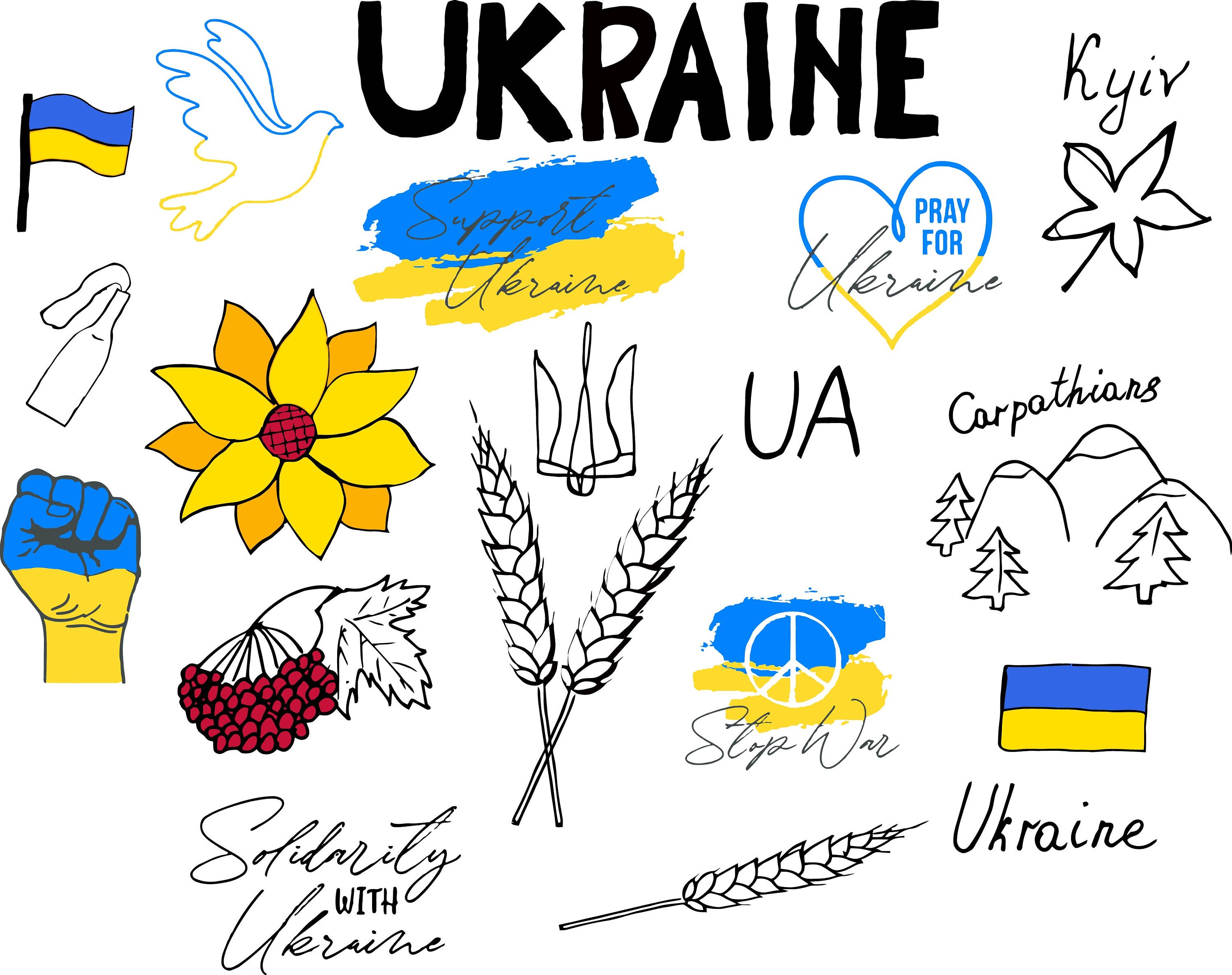 Set Symbol of Ukraine, Ukraine Bundle Coat Arms, Ukraine Clip Art ...
