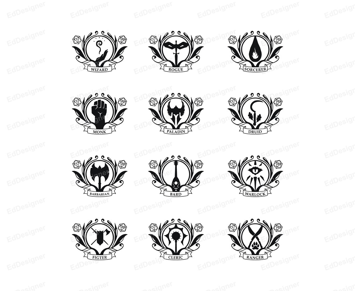 Dnd Classes D20, Dungeons & Dragons Vector, Dungeon Master Dice Design ...