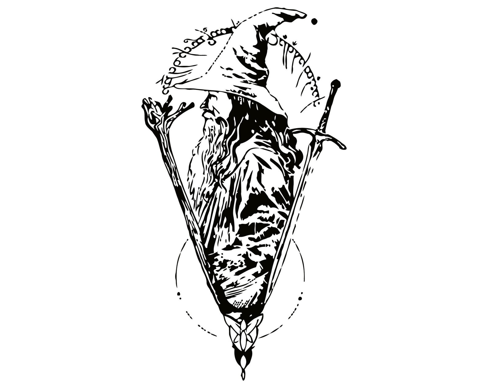 Lord of the Rings, One Ring With Tree of Gondor and Narsil Sword Vector ...