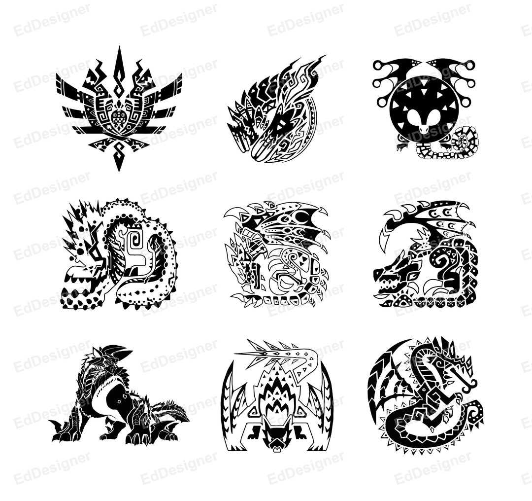 9 MHW Vectors Design, Gifts for Gamers, Svg, Png, Dxf, Eps, Jpg - Etsy