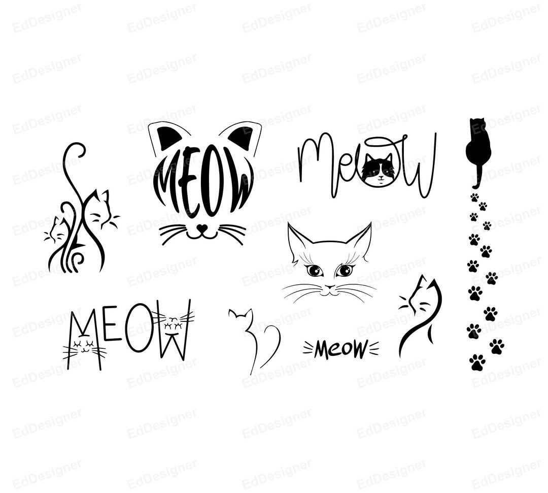 Katze Silhouette Svg, Meaw Katze Clipart Svg, Plotterdatei Silhouette, dxf, png, eps, svg, jpg ...