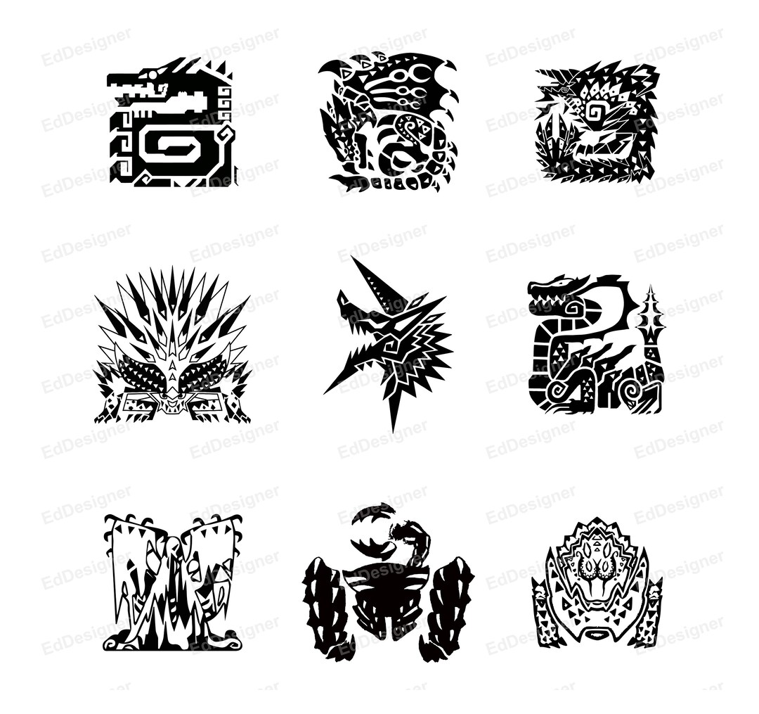 9 MHW Vectors Design, Gifts for Gamers, Svg, Png, Dxf, Eps, Jpg - Etsy