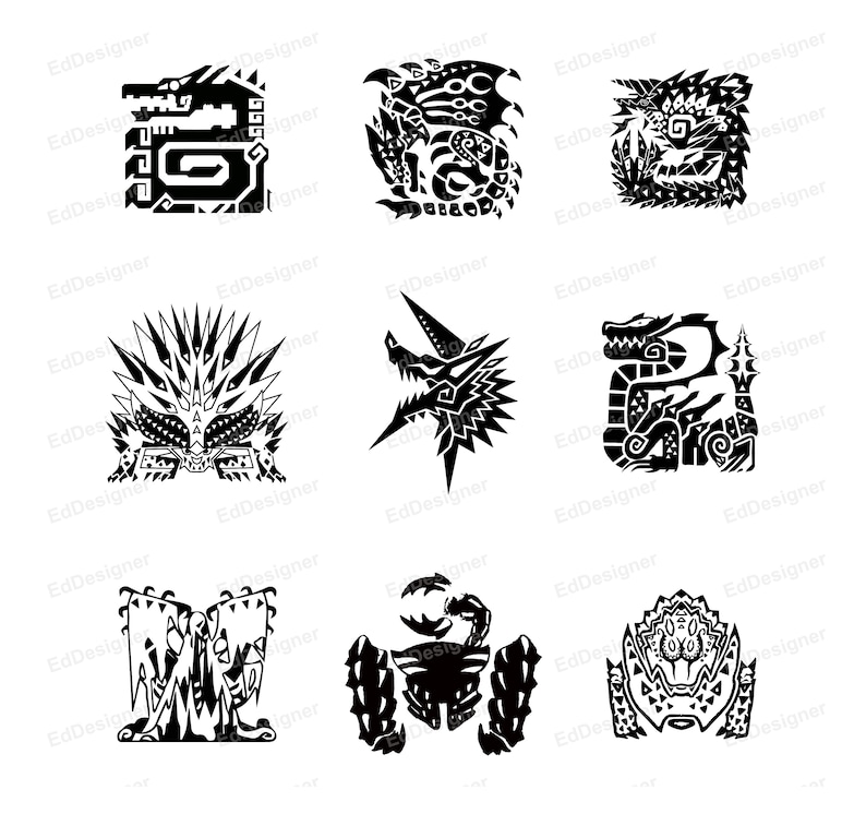 9 MHW Vectors Design, Gifts for Gamers, Svg, Png, Dxf, Eps, Jpg - Etsy