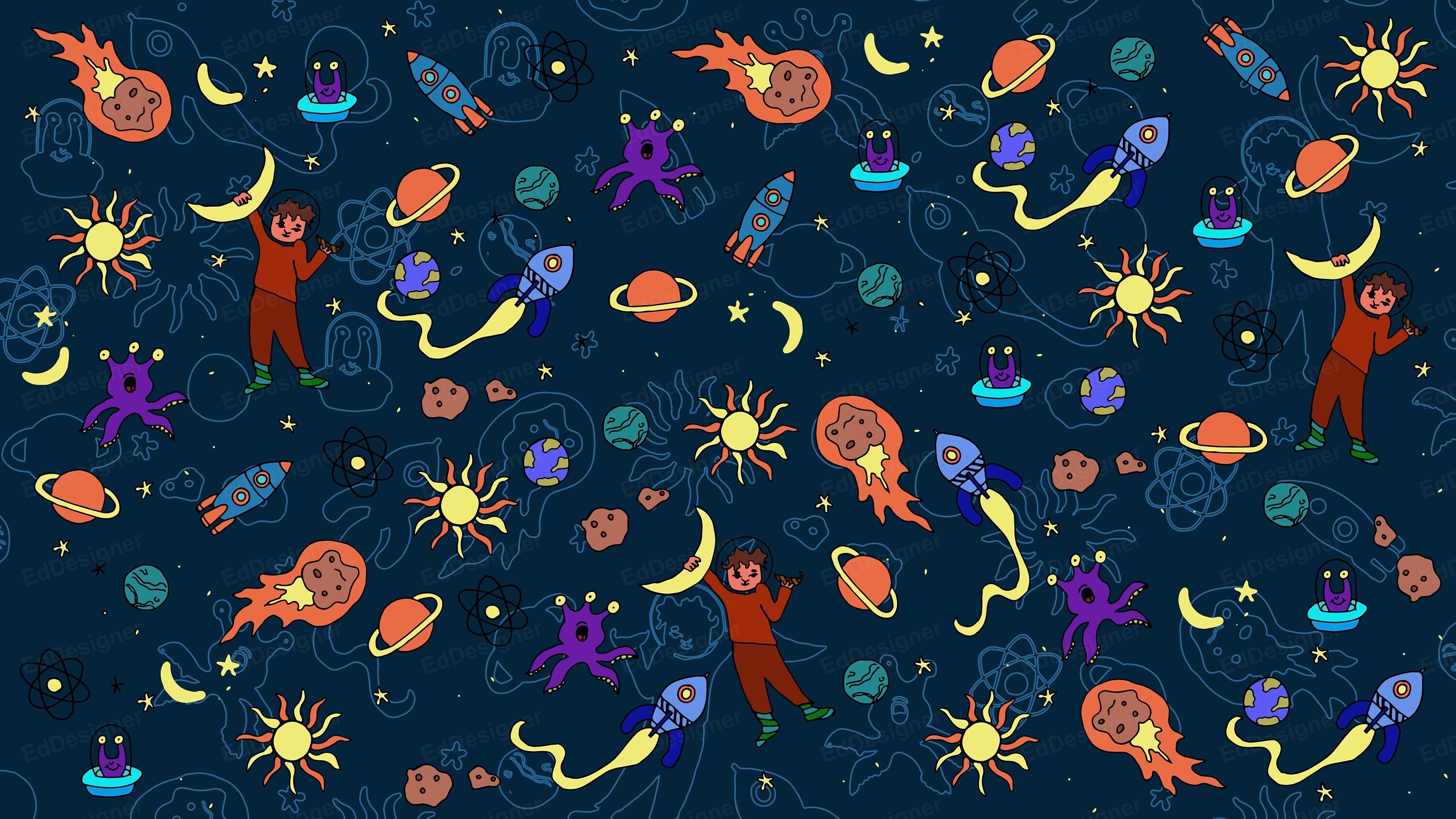 Outer Space Clipart Astronaut Clipart Planet UFO - Etsy