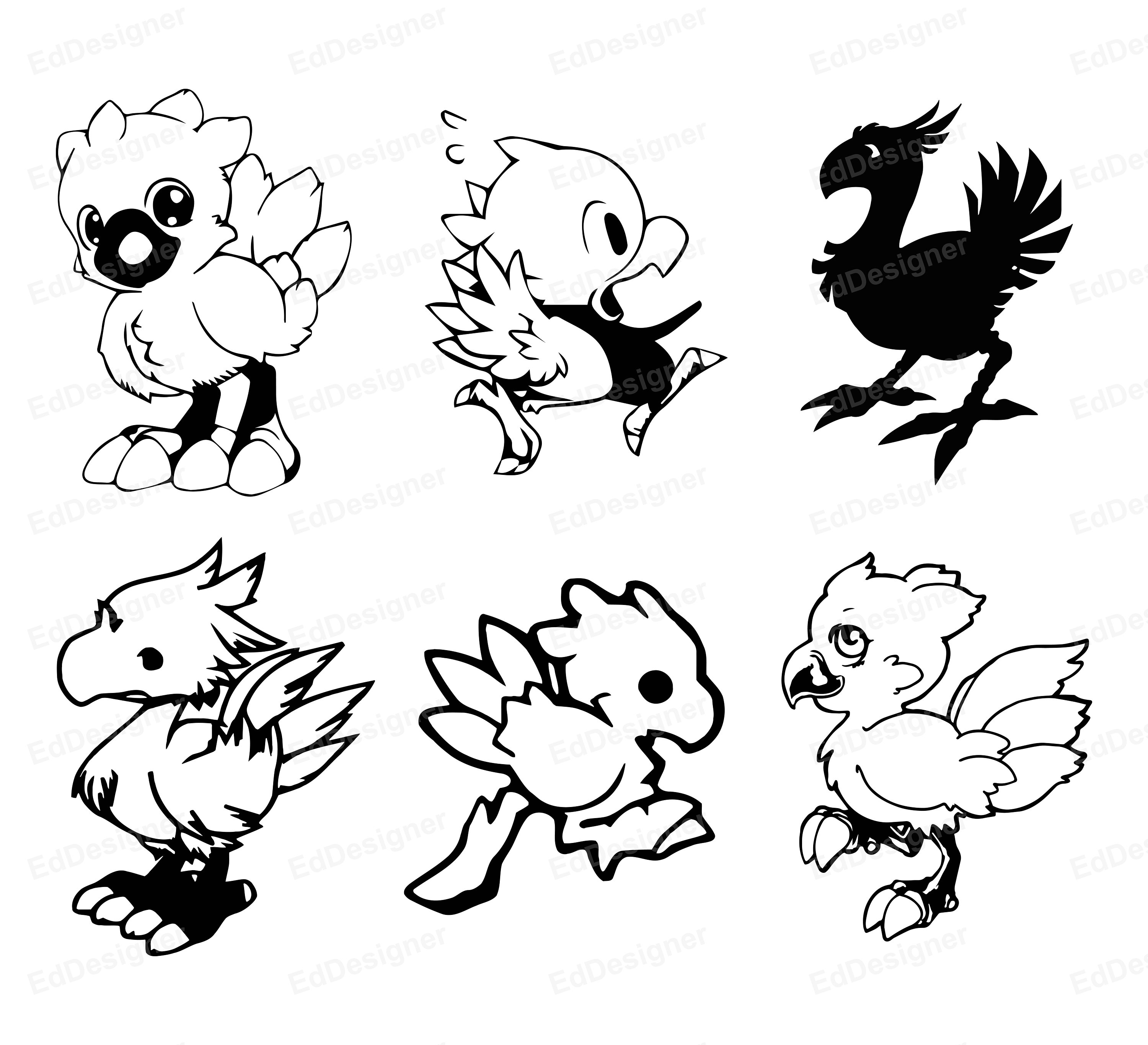 Chocobo Clip Art SVG, PNG, DXF, Eps, Jpg - Etsy