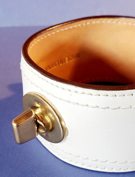 COACH Leather Turnlock Cuff Bracelet Wide White Brass… - Gem