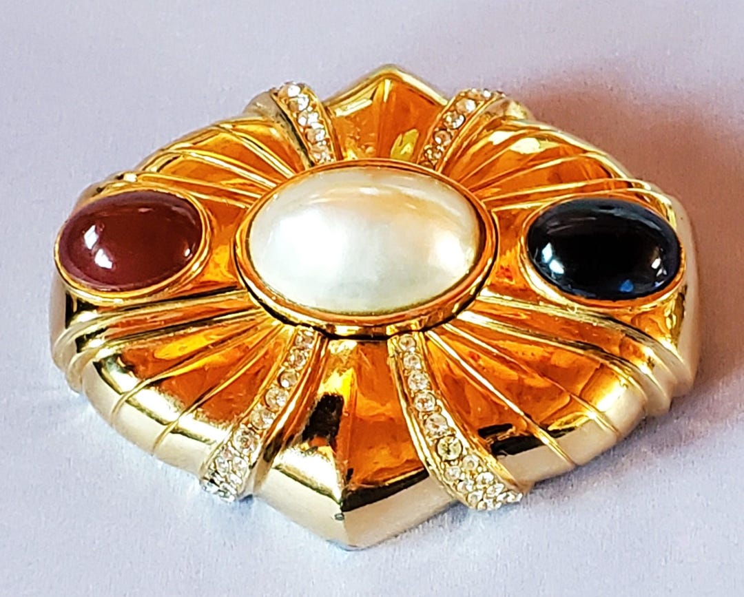 Ciner Mogul Brooch Extra-large Vintage Gold Plated Signed...bold ...