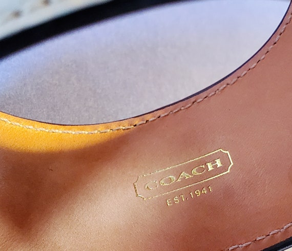 COACH Leather Turnlock Cuff Bracelet Wide White Brass… - Gem