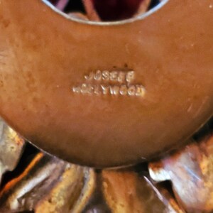 Early Joseff of Hollywood Vintage Brooch Large Red Austrian Crystals Gold Tone Finish Signed ...