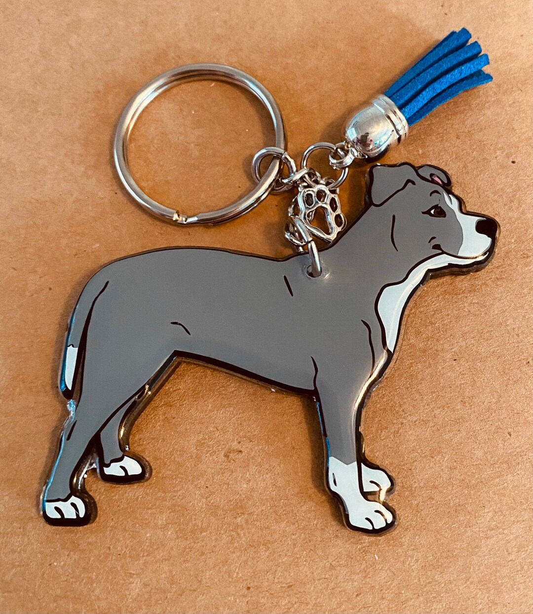 Pitbull Custom Acrylic Keychain/pitbull Keychain/pitbull Zipper Pull ...