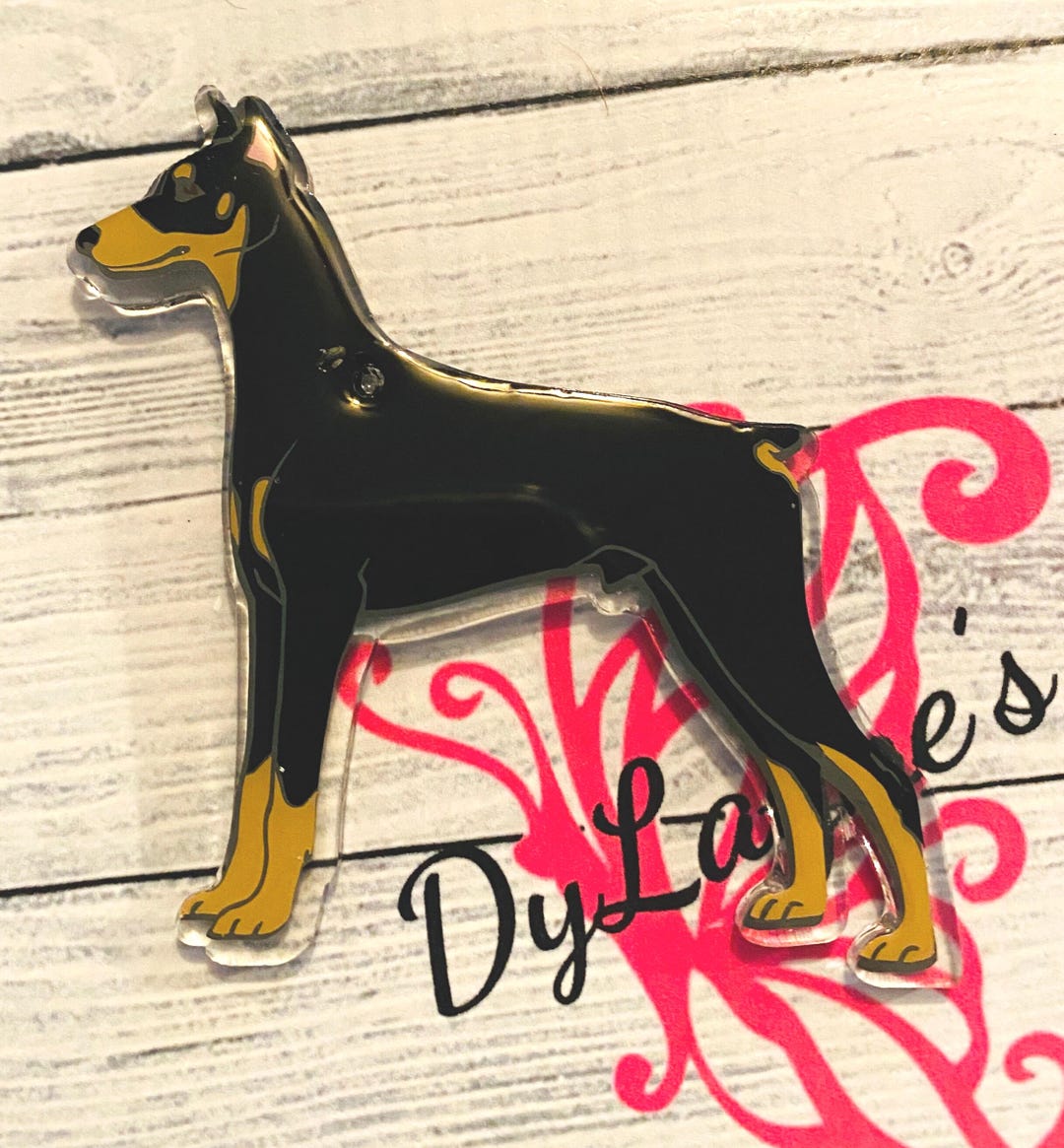 Custom Doberman Pinscher Acrylic Keychain: Personalized Dog Zipper Pull ...