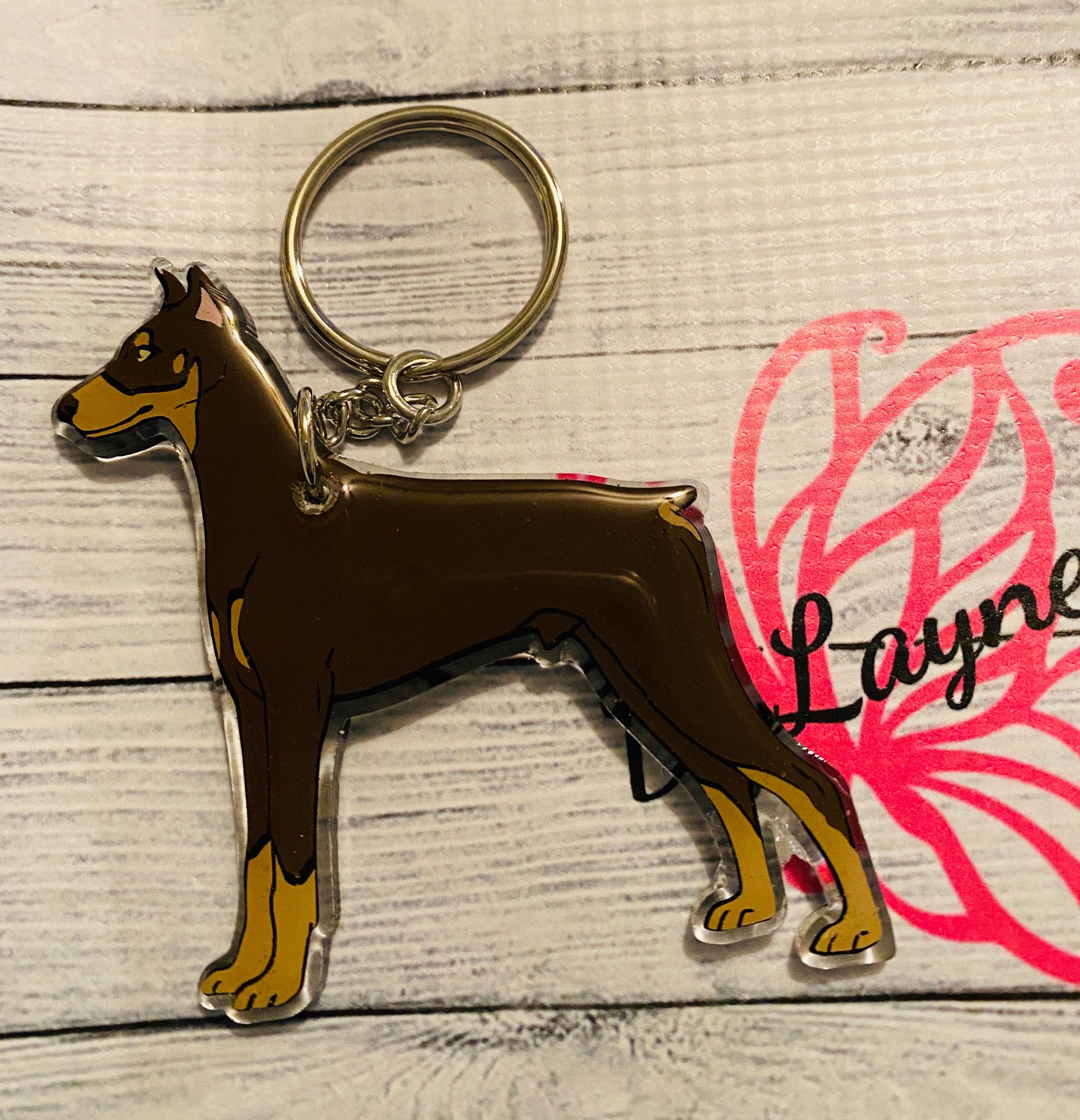 Doberman Pinscher Custom Acrylic Keychain/doberman Pinscher | Etsy