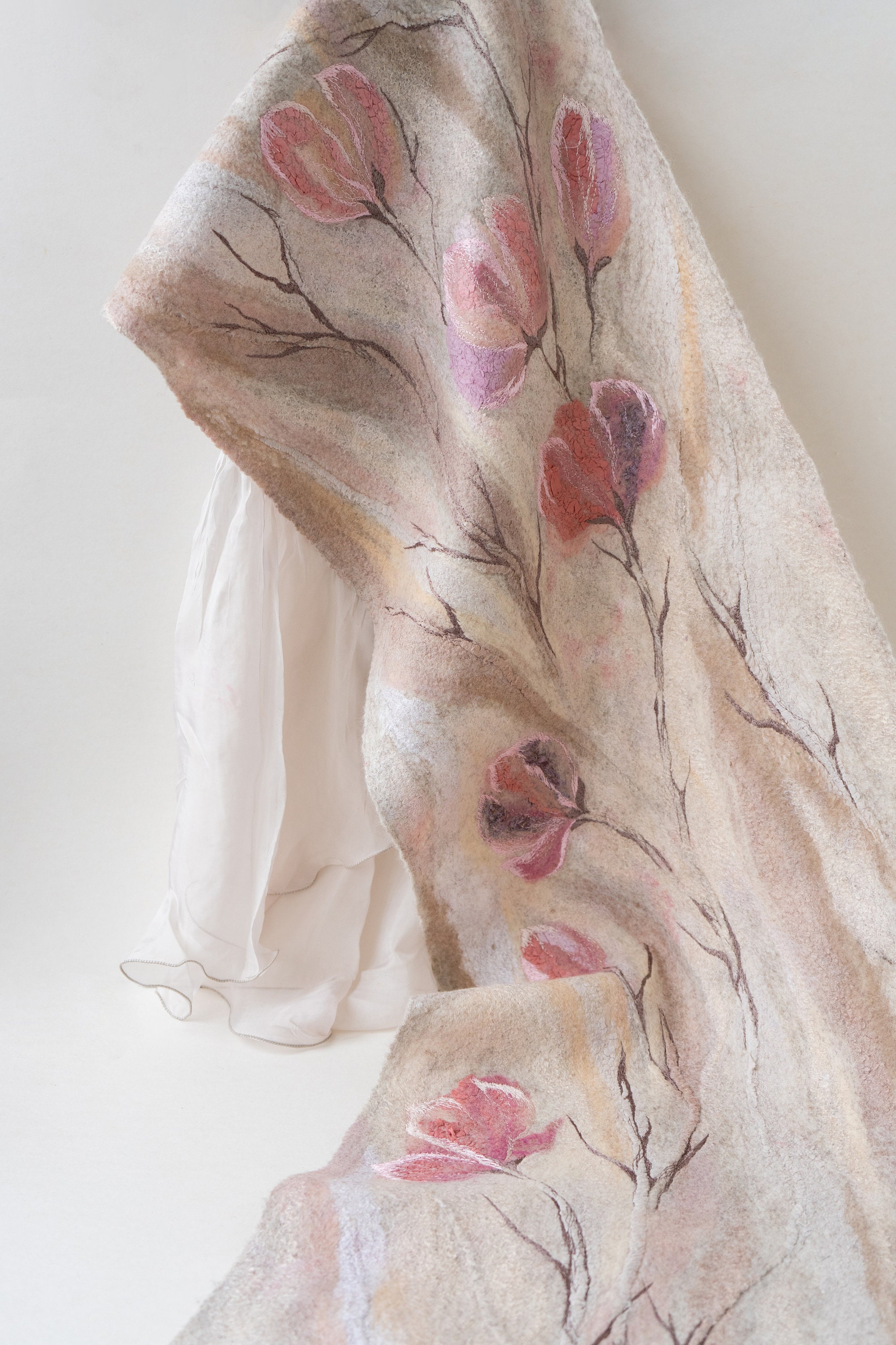 Bride Scarf for Wedding With Silk Handmade Fiber Art - Etsy