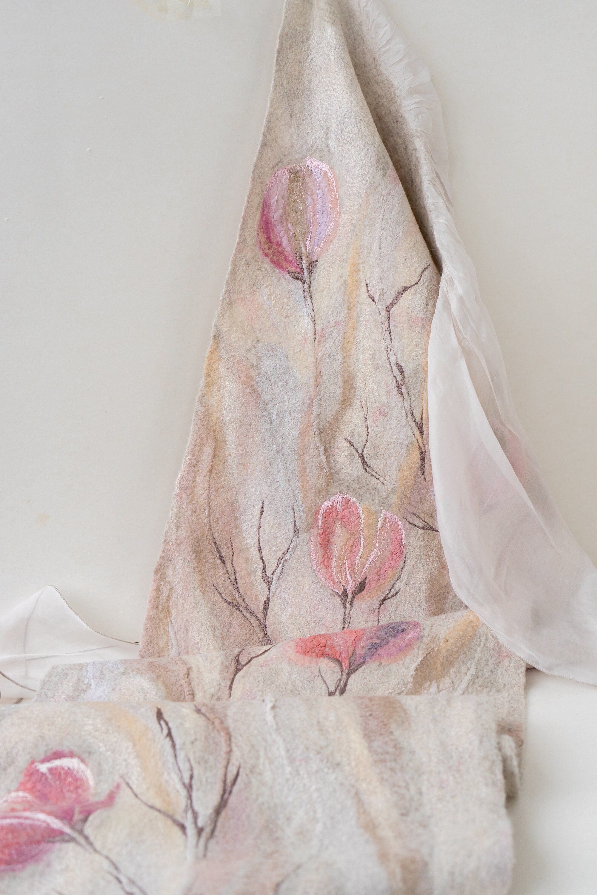 Bride Scarf for Wedding With Silk Handmade Fiber Art - Etsy