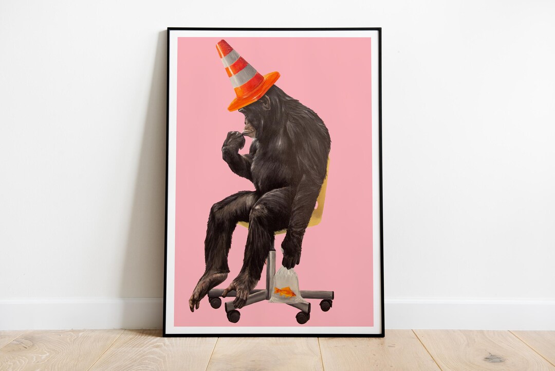 The Modern Thinker Monkey Pink Popart Poster Signed and Limited Art ...