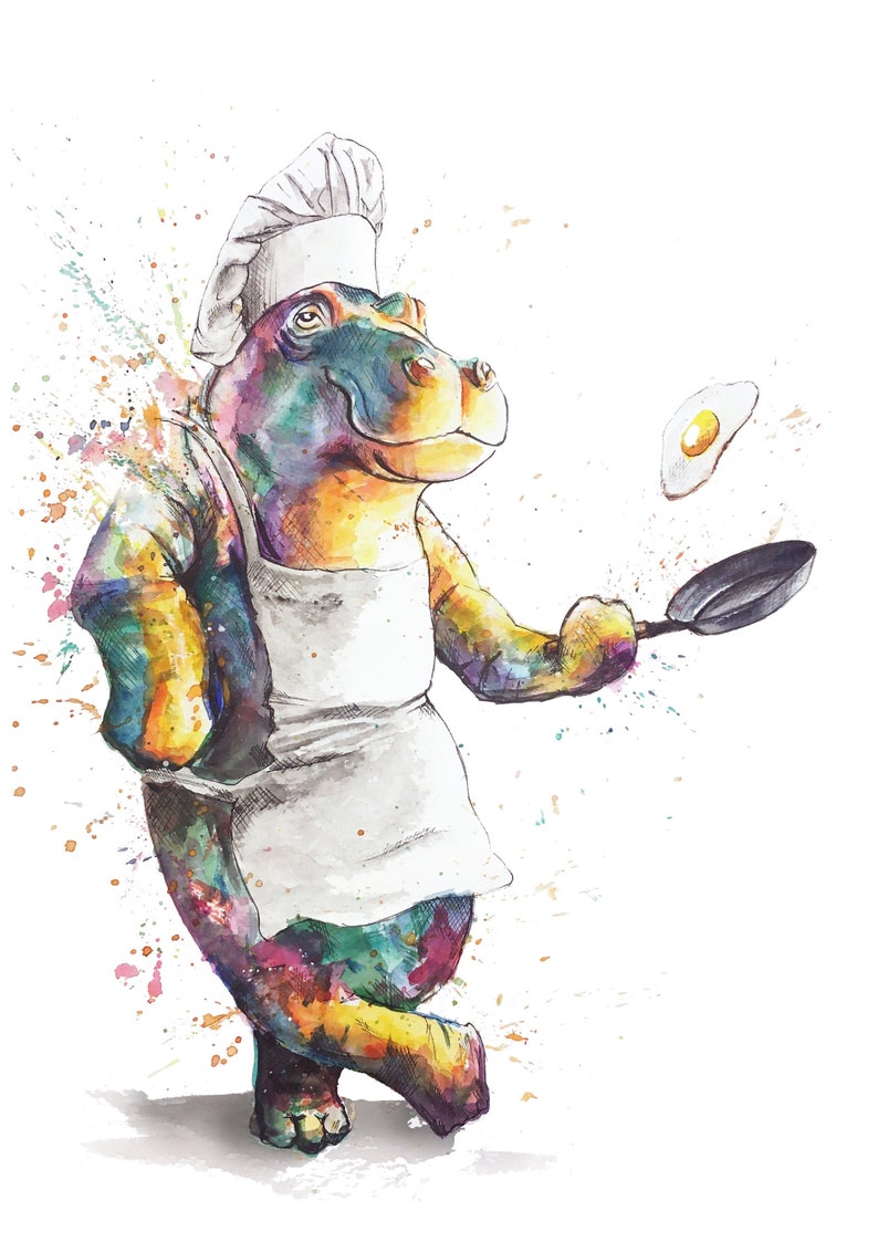 Hippo Chef - Limited Edition Art Print | Funny and Unique Wall Art - Etsy