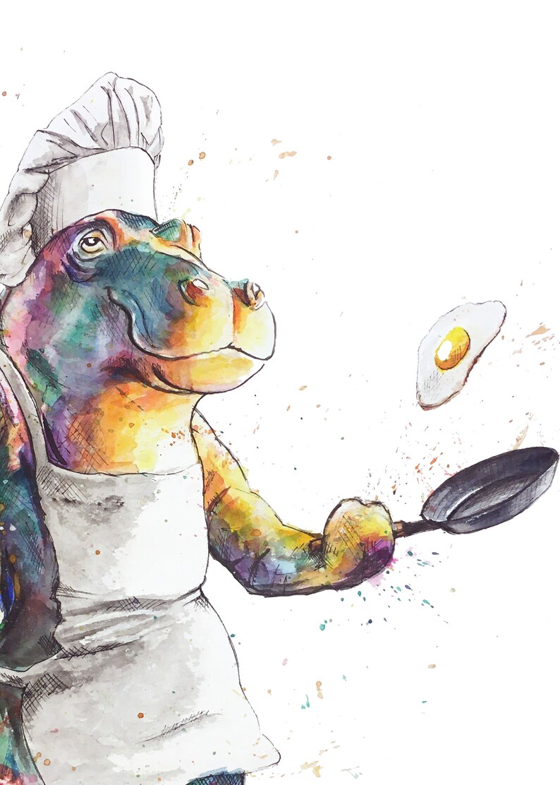 Hippo Chef - Limited Edition Art Print | Funny and Unique Wall Art - Etsy