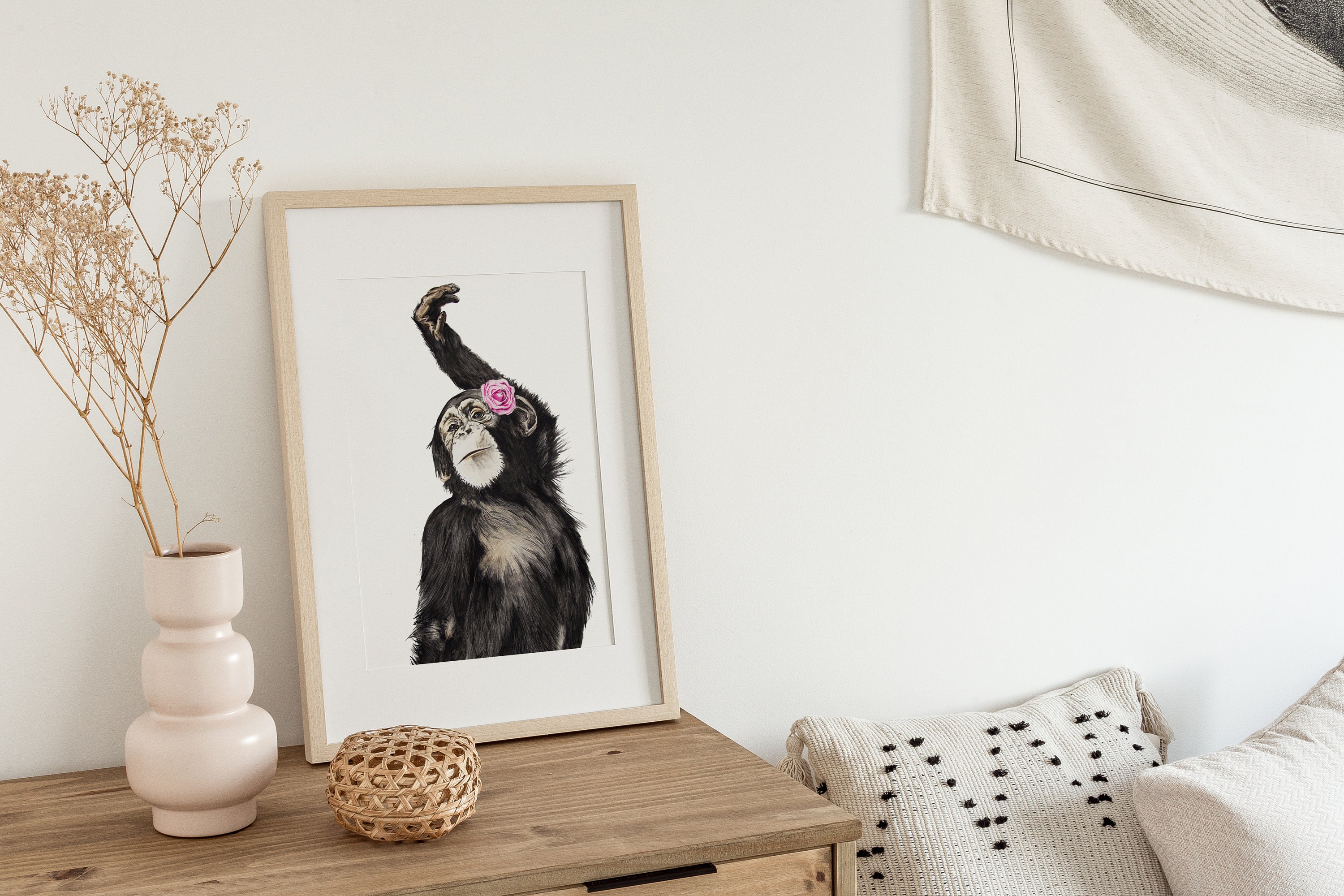 Dancing Monkey - Limited Edition Art Print, Elegant Monkey Illustration ...