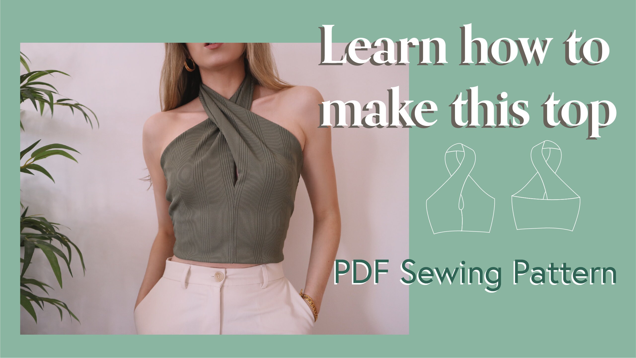 Twisted Halterneck Crop Top Digital Pattern PDF Easy Sewing | Etsy UK