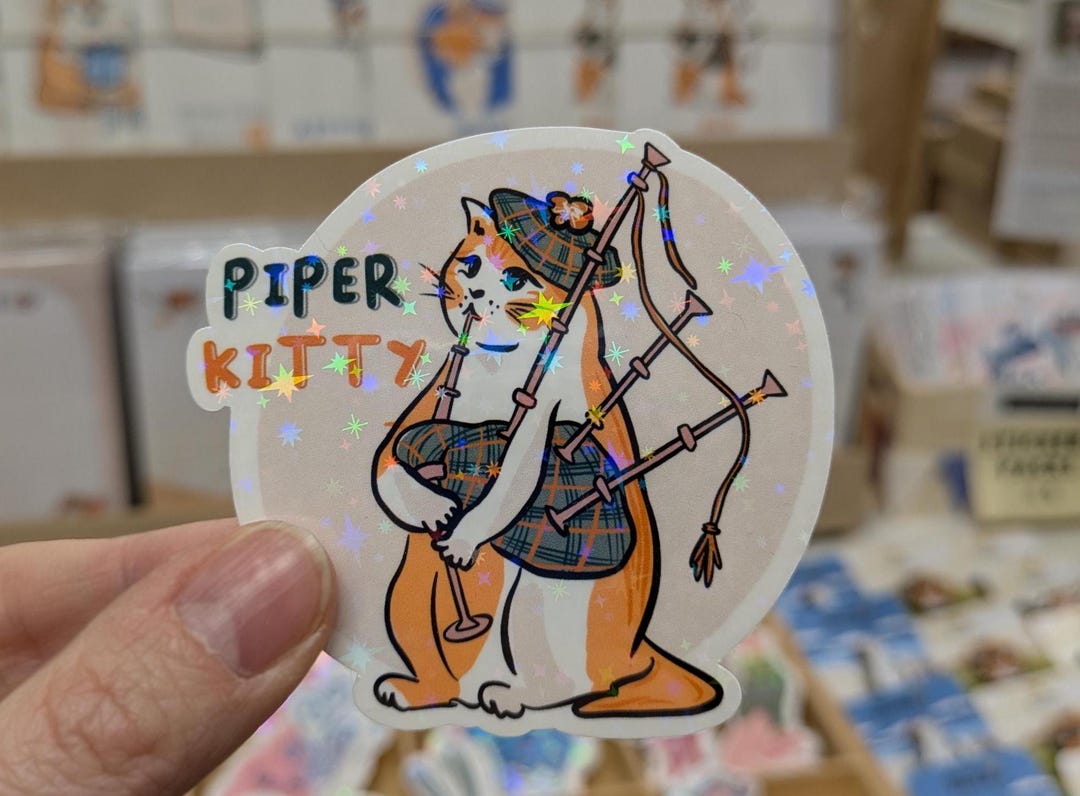 Cat Holographic Sticker, Piper Kitty Sticker, Scottish, Scotland ...