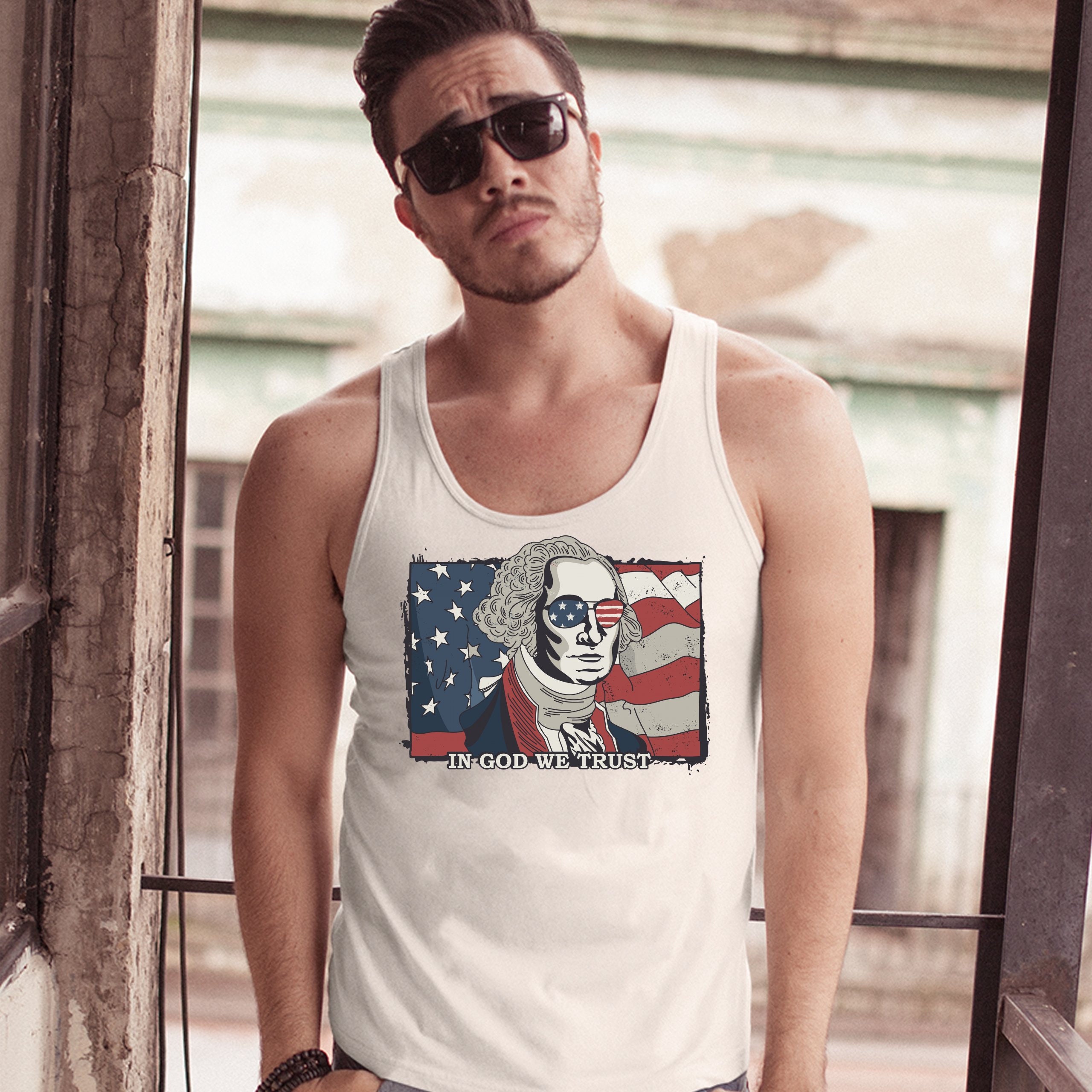 George Washington Tank Top American Flag in God We Trust 4th | Etsy