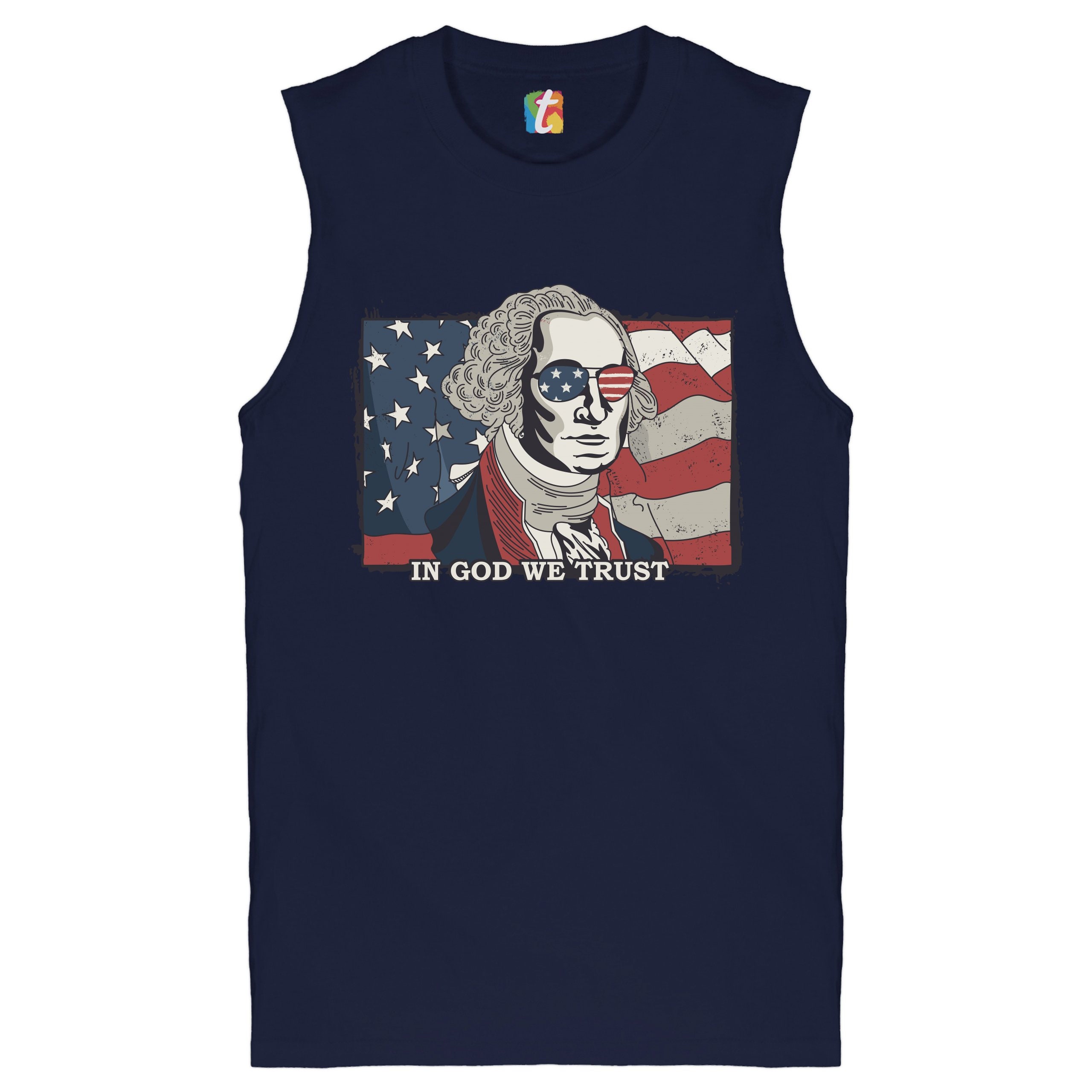 George Washington Muscle Shirt American Flag In God We Trust | Etsy