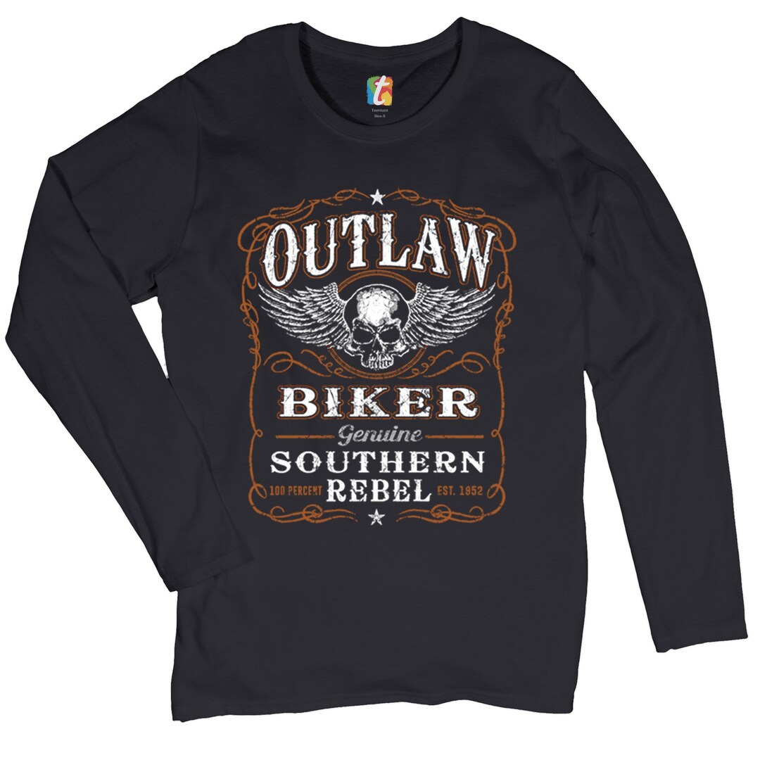 Outlaw Biker Genuine Southern Rebel Women's Long Sleeve T-shirt Winged ...