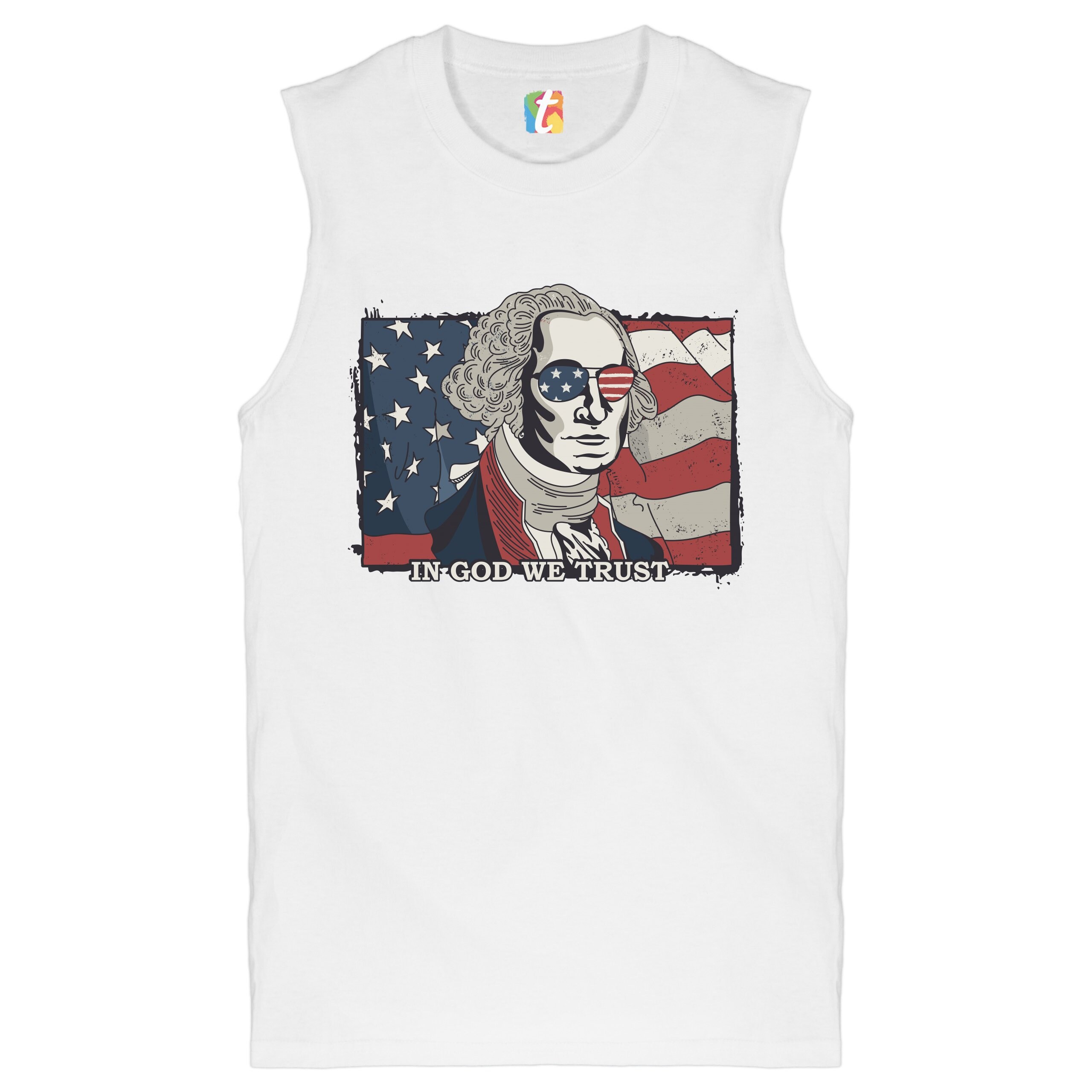 George Washington Muscle Shirt American Flag, in God We Trust, 4th of ...