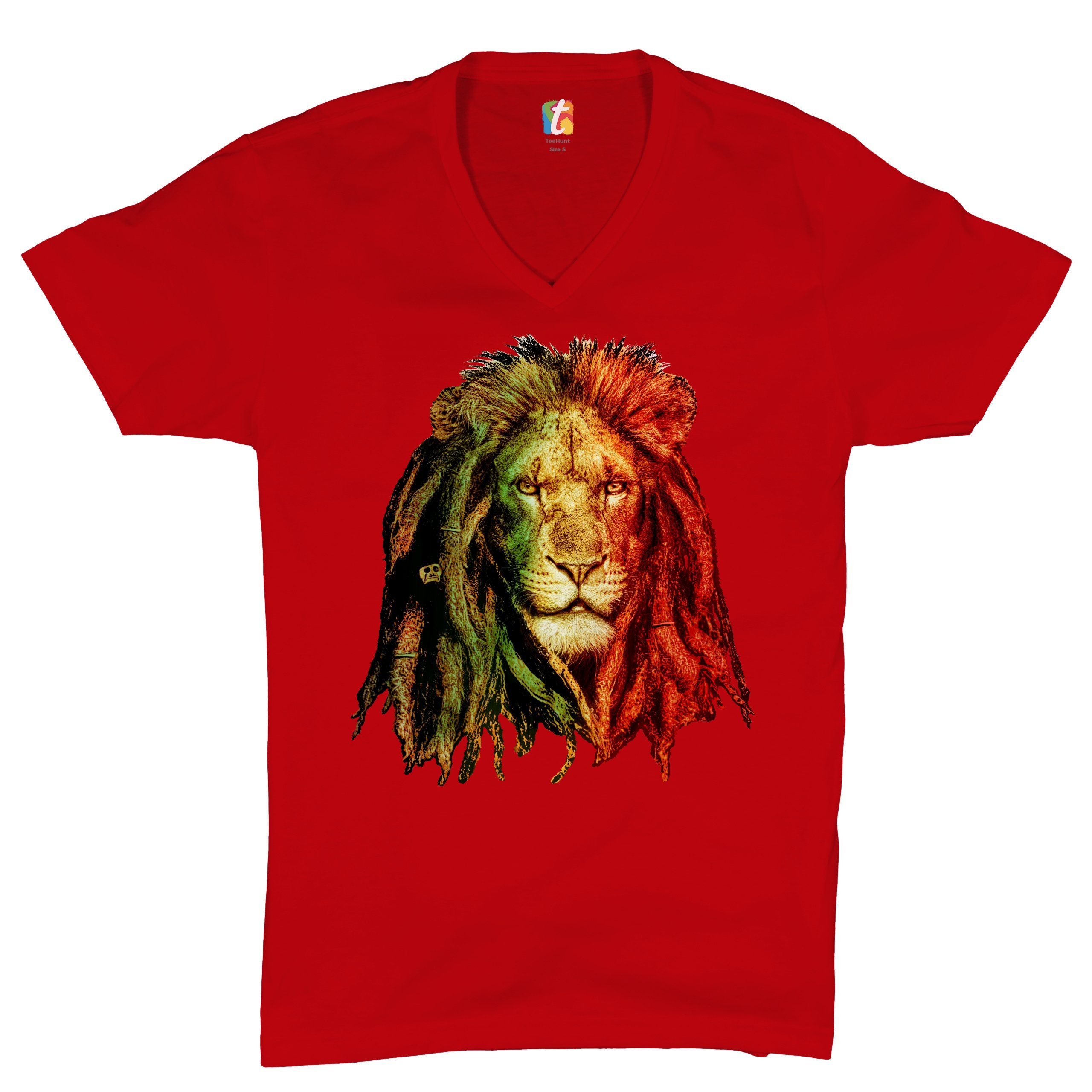 Lion with Dreadlocks V-Neck T-shirt Rastafari Jah Jamaica | Etsy