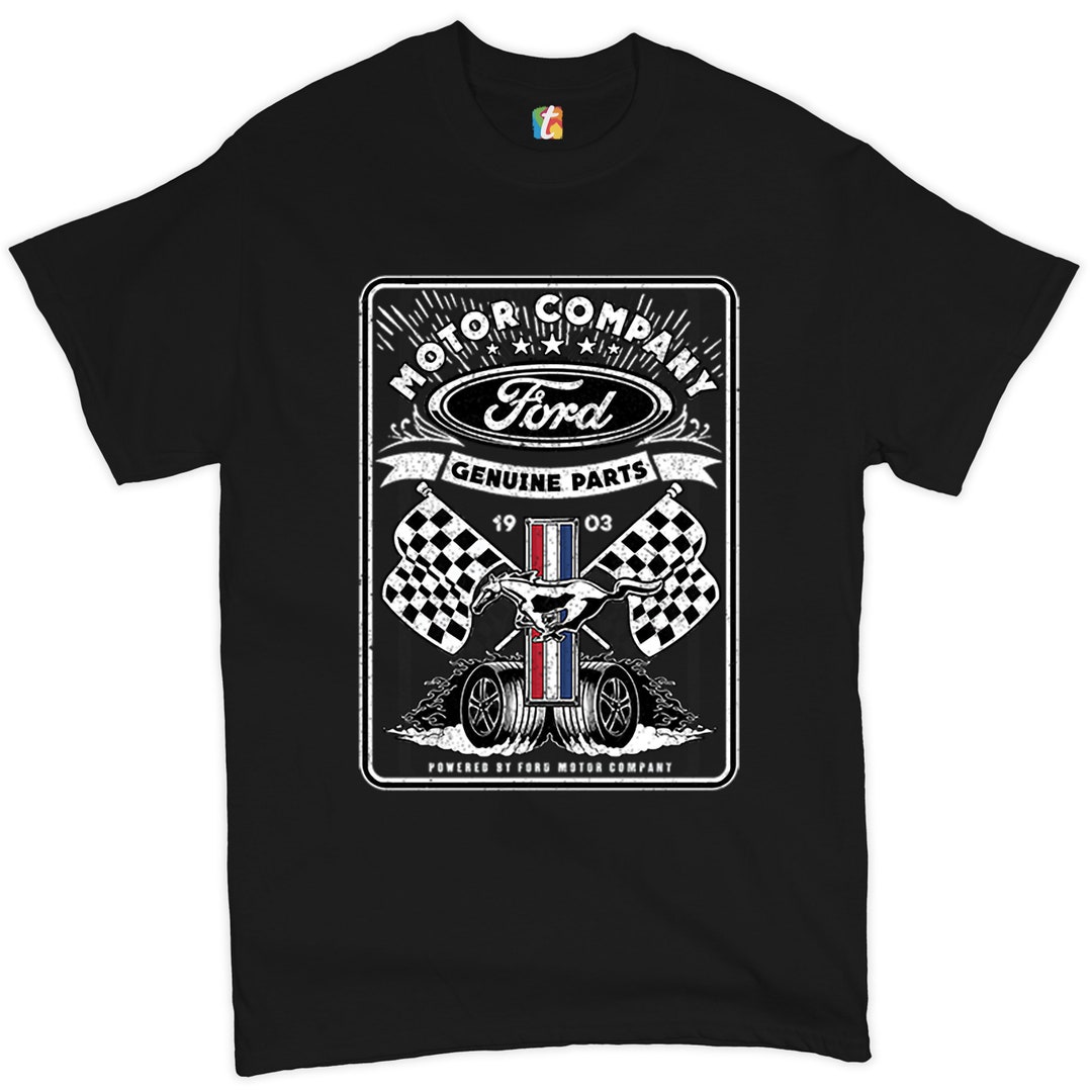 Ford Motor Company T-shirt Genuine Parts, Racing Flags, Mustang Logo ...