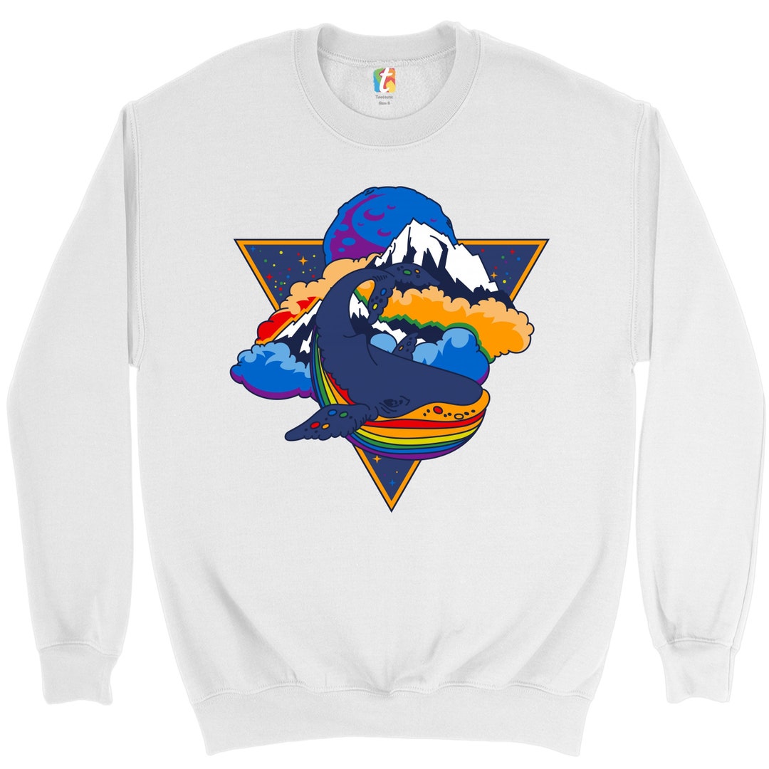 Rainbow Space Whale Sweatshirt LGBT Pride, Queer, Tolerance, Gay ...