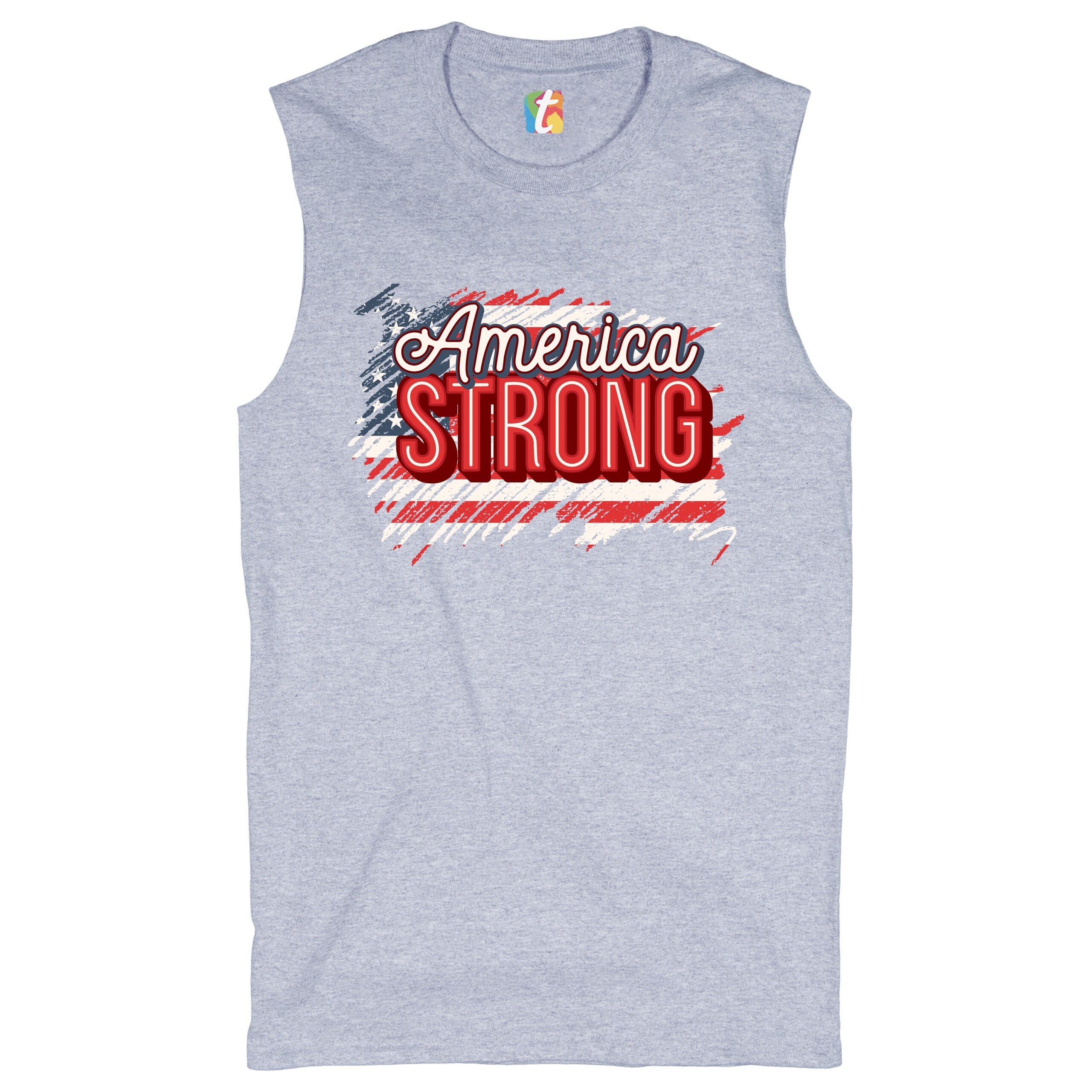 America Strong Muscle Shirt Distressed American Flag 4th of | Etsy