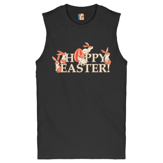 Happy Easter Muscle Shirt Hoppy Easter Easter Bunny Holiday - Etsy