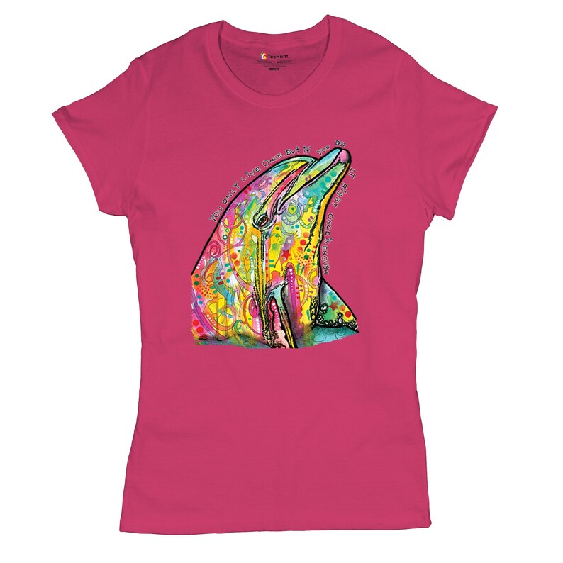 You Only Live Once Cute Neon Dolphin Dean Russo Art Yolo - Etsy