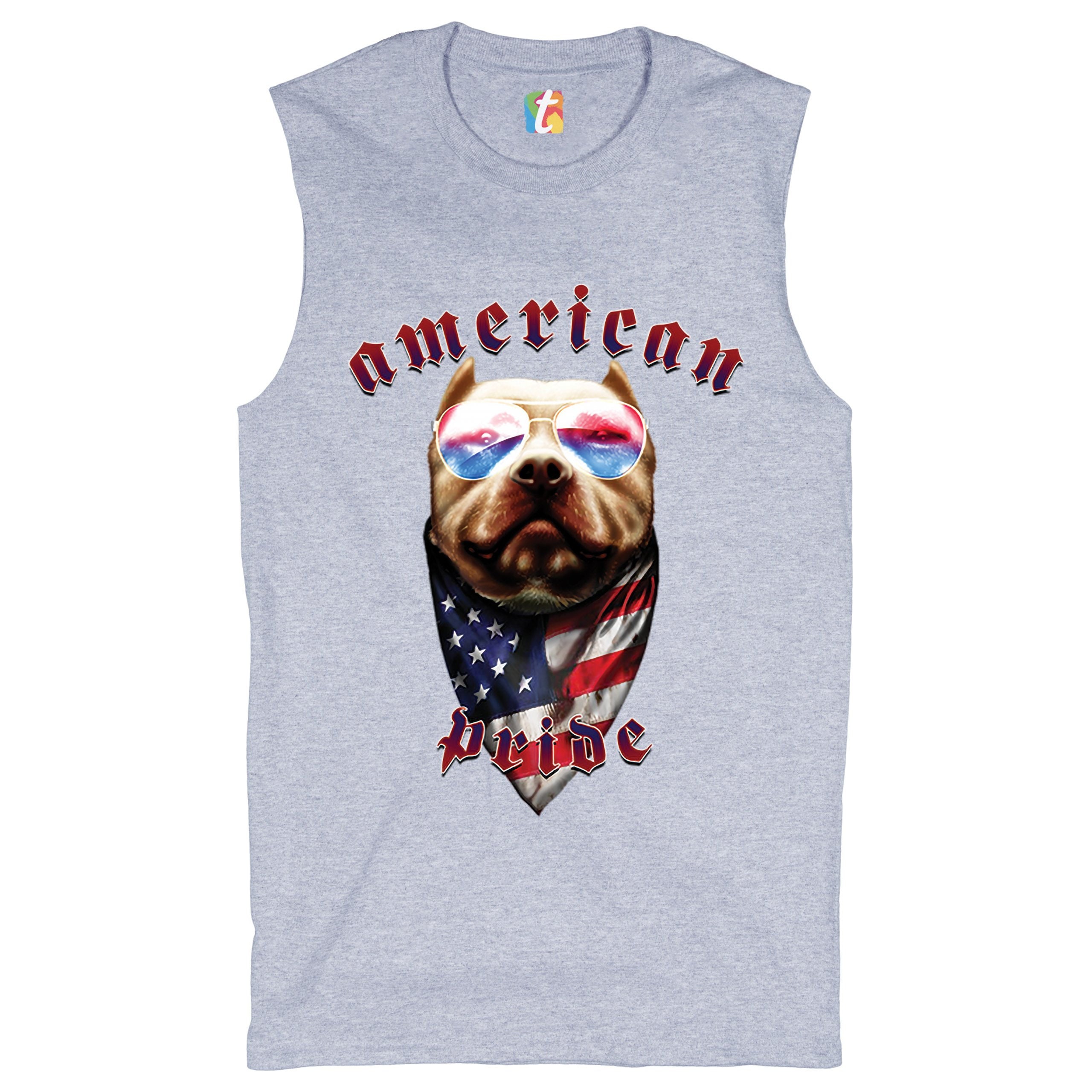 American Pride Pit Bull Muscle Shirt American Flag Bandana, Patriotic ...