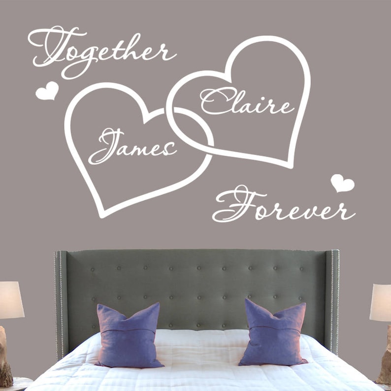 Personalised Together Forever Love Hearts Wall Sticker Wall - Etsy