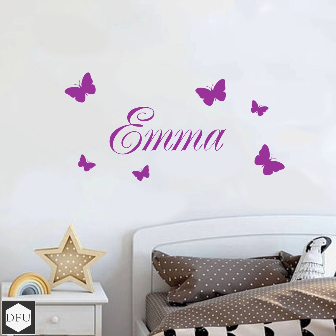 Personalised Name With Butterfly's Wall Sticker Wall | Etsy